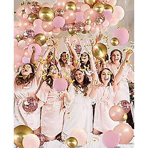 130pcs Rose Gold Balloons with Paper Tassel, Rose Gold Ballon Garland Balloons Kit, Baby Shower Birthday Graduation Anniversary Engagement Bachelorette Balloons Party Decorations for Women Girls