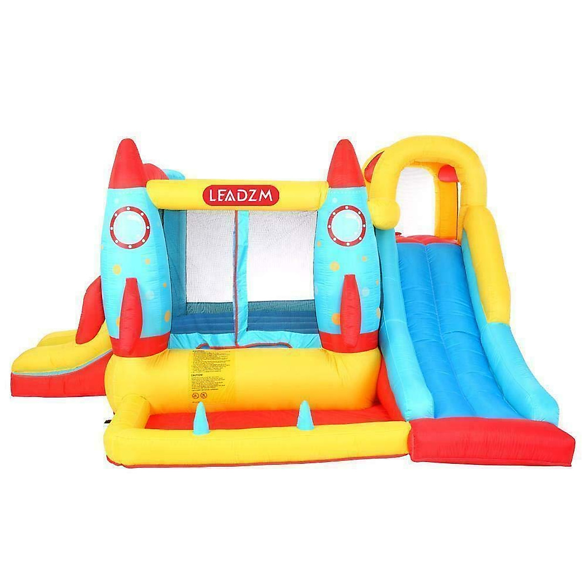 Inflatable Bounce House,Kids Castle Jumping Bouncer with Slide, for Outdoor and Indoor for Kids Summer Garden Water Party (Rocket,with Inflator)