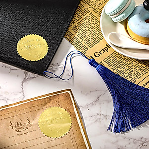 Zonon 240 Pcs Gold Embossed Graduation Seal Stickers Embossed Graduation Cap Diploma Gold Envelope Seals Certificate Class of 2024 Gold Foil Seals Stickers for Graduation Envelopes, 2 Inches