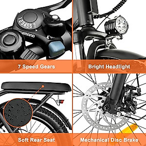 SENADA 20 x 3.0 Fat Tire Folding Electric Bicycle, 750W Peak Foldable Electric Bike 25MPH 62Miles Range, Colorful Display & 7-Speed with Rear Seat Cushion