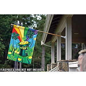 Toland Home Garden 102572 Hat 'O Gold St Patricks Day Flag 28x40 Inch Double Sided St Patricks Day Garden Flag for Outdoor House St Pats Flag Yard Decoration