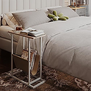 MAXTOWN Narrow Side Table - Slim End Table Nightstand with Storage Holder -Small Tables for Small Spaces -Side Tables Living Room,