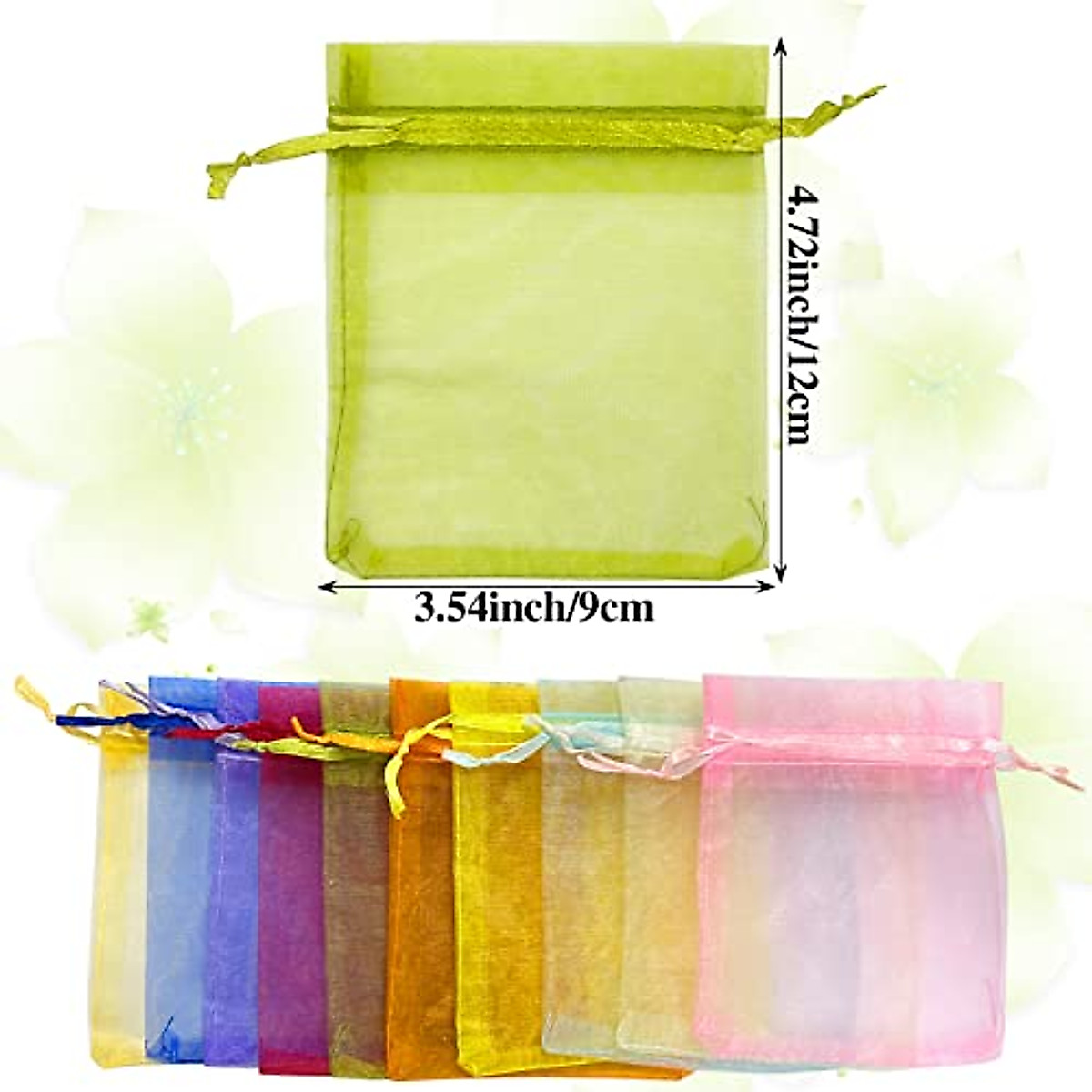 100pcs Organza Drawstring Bags Mesh Favor Bags Chiffon Jewelry Bags Tulle Bags for Favors Sheer Bags Drawstring Jewelry Mesh Bags Drawstring