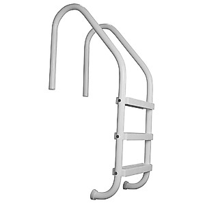 Rust Proof Saftron P-324-L3 Residential Inground White Three-Step Swimming Pool Ladder. 53" Tall x 24" Wide. (Includes Matching Escutcheons & Shipping)
