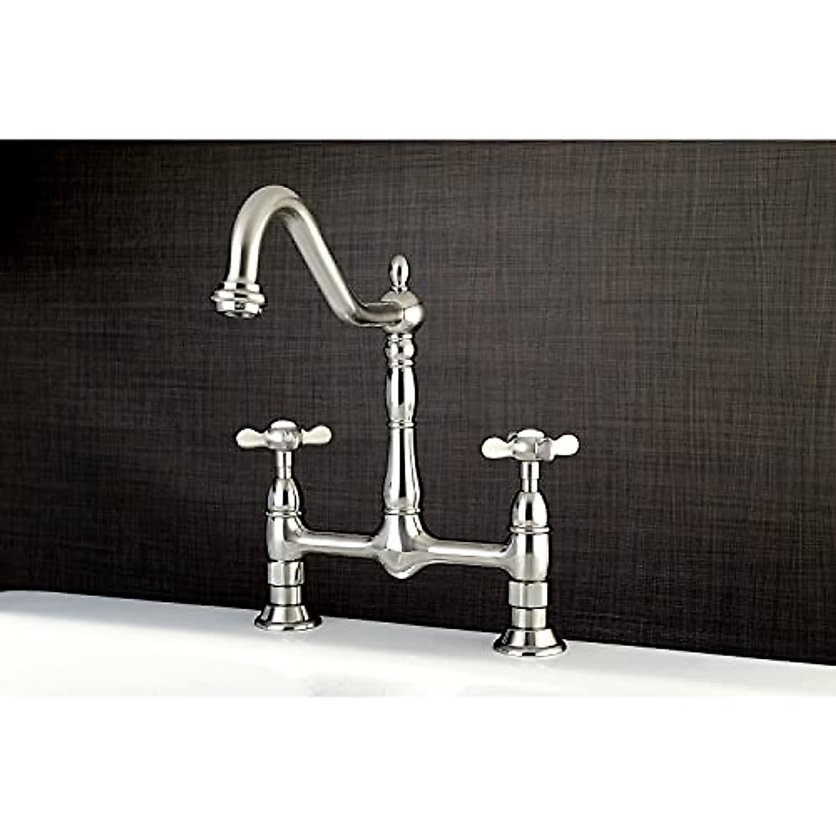 Kingston Brass KS1178BEX 8" Centerset Kitchen Faucet Less Sprayer, Brushed Nickel, 8-3/4" In Spout Reach