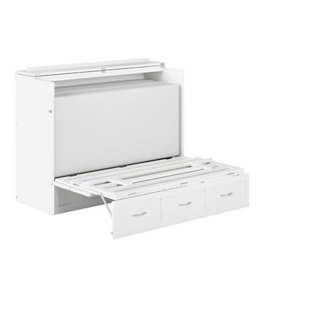 BOWERY HILL Full Size Murphy Bed Chest with Charging Station in White