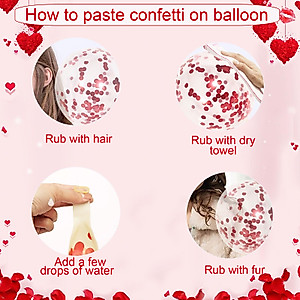 Red Balloons, 60 Pack Red Latex Balloons Red Heart Balloons and Red Confetti Balloons wiht Red Ribbon for Birthday Graduation Baby Shower Valentines Christmas Wedding Party Decorations