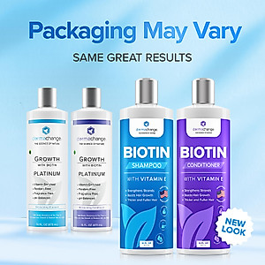 DermaChange Biotin Shampoo and Conditioner Set - Hair Growth Shampoo and Conditioner for Men & Women - Shampoo Conditioner for Dry, Damage & thinning hair with Tea Tree, Manuka Honey & Rosemary 16oz