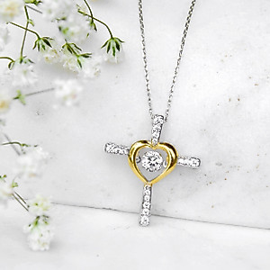 Aphrodite’s To My Soulmate Dancing Crystal Heart Cross Necklace Gift Set, Wife Birthday Gifts from Husband, Gift for Her, Girlfriend Valentine’s day Christmas, Anniversary Gift for Wife