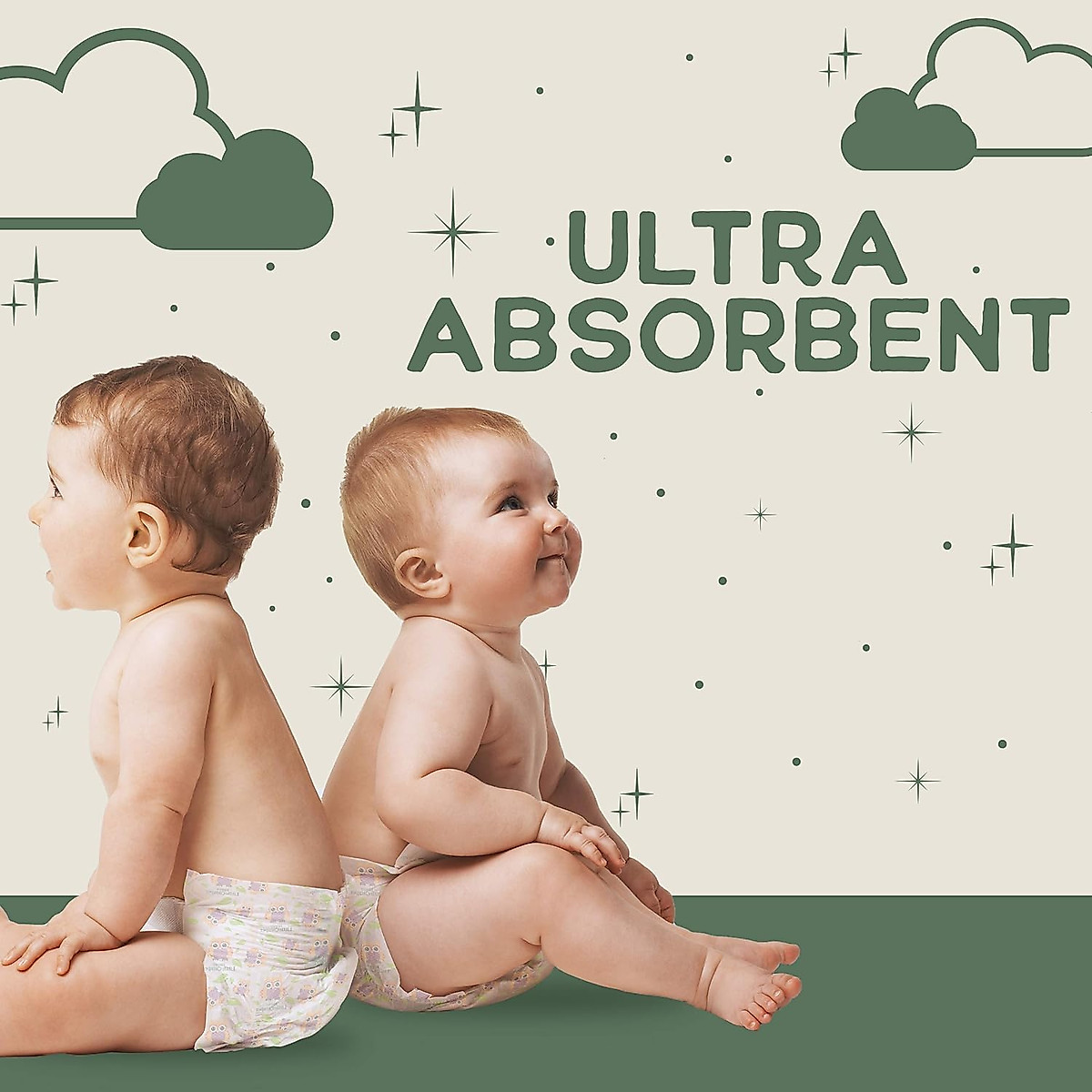Happy Little Camper Ultra-Absorbent Natural Baby Diapers Size 5 - Hypoallergenic, Unscented & Chlorine-Free Disposable Diapers Safe for Sensitive Skin - Walker Diapers Monthly Pack - 150 Count