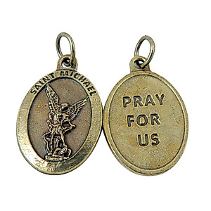 Religious Gifts Bronze Tone Saint Michael The Archangel Pray for Us Medal, 1 Inch