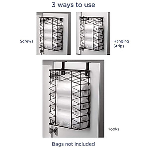 Gourmet Basics by Mikasa Garbage Bag Holder Garbage Bag Holder Basket with Removable Hooks, One size, Antique Black,5255362