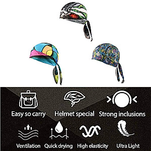 Sweat Wicking Skull Cap Beanie Quick Dry Breathable Stretch Adjustable Bandana Head Sun Hat for Men Women Blue