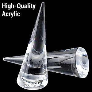 IFAMIO 4 Pack Acrylic Ring Cone Stand Single Ring Display Holder Cone Shape Ring Display Support Ring Rack Ring Holder Jewelry Display Stand DIY Acrylic Cone