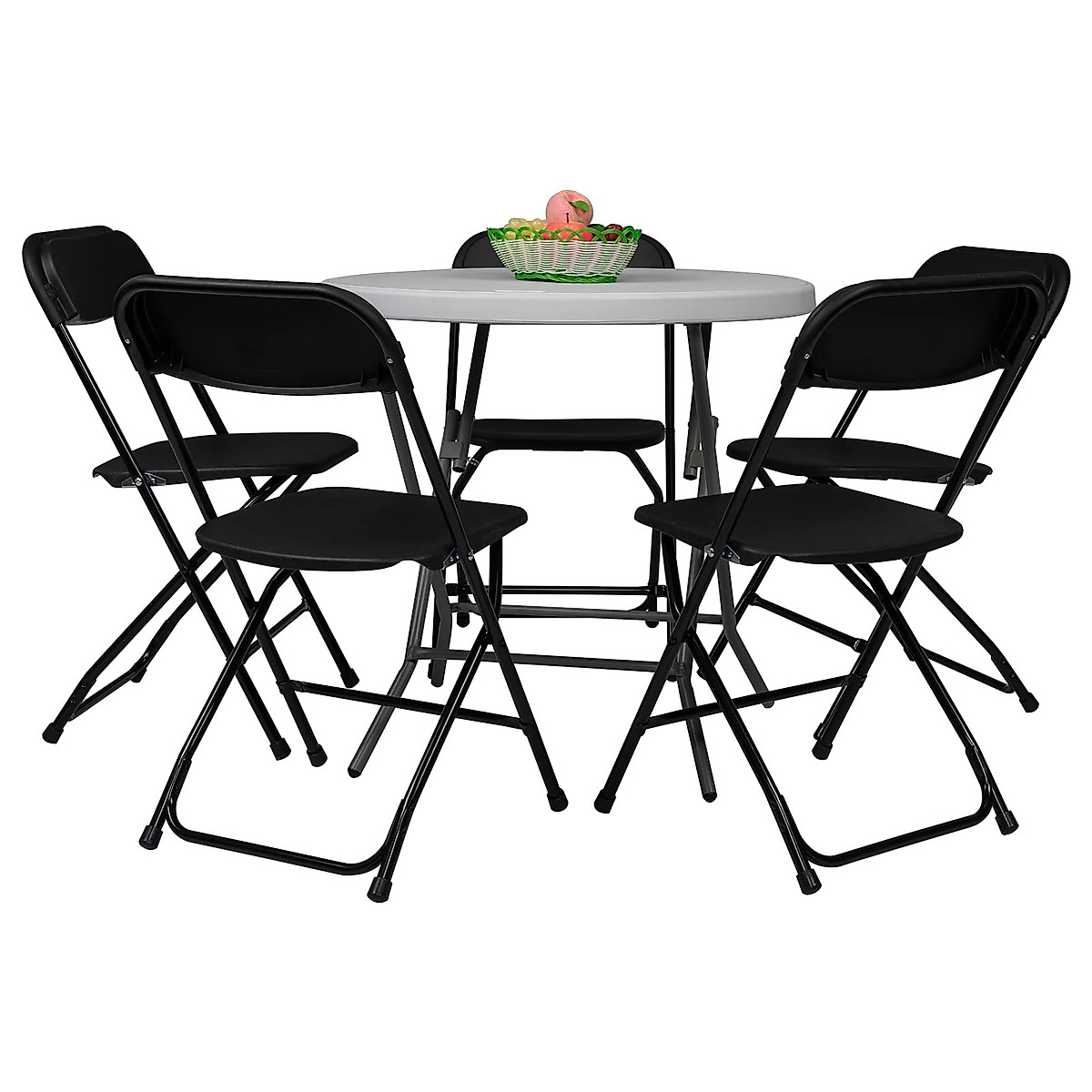 Imseigo 10 Pack Black Plastic Folding Chair, Indoor Outdoor Portable Stackable Commercial Seat with Steel Frame,350lb. Capacity for Events Office Wedding Party Picnic Kitchen Dining (10 Pack, Black)