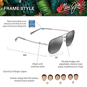 Maui Jim Sharks Cove Square Sunglasses, Titanium/Neutral Grey Polarized, Medium