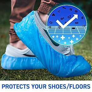 120 PCS Shoe Covers Disposable Non Slip, Waterproof, Recyclable Shoe Booties, Larger Fit - All Sizes Up To 13 US Men - shoe covers for indoors