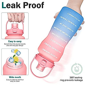 Half Gallon Water Bottle with 2-in-1 Lid (Straw lid/Chug Lid), Geritto 64oz Large Capacity Water Jug BPA-free Gallon Water Bottle, Leak-proof Water Jugs, Water Bottle with Time marker for Gym Outdoor Camping On-the-Go