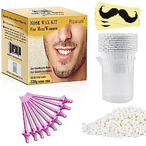 Auperwel 120g Wax Nose Wax Kit - Includes 30 Applicators for Quick & Painless Nose Hair Waxing, Perfect for Men and Women, Long Lasting Nose Hair Remover Wax Kit with 20-30 Uses - Pink