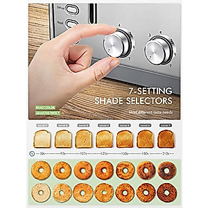 Toaster 4 Slice, Extra Wide Slots, Stainless Steel with High Lift Lever, Bagel and Muffin Function, Removal Crumb Tray, 7-Shade Settings with Warming Rack, Silver, Yabano