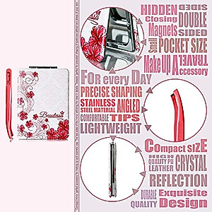 3pcs Brush and Comb Set - Detangling Hair Brush | Teasing Comb | Nail File, Bundle with 3pcs Blush Brush and Mirror Set - Retractable Makeup Blush Brush | Compact Makeup Mirror | Eyebrow Tweezer