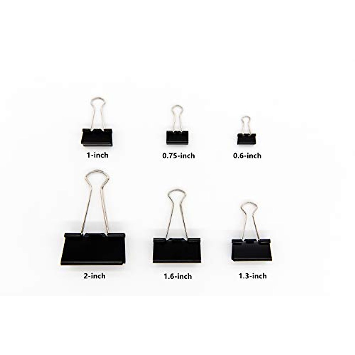DSTELIN Binder Clips Paper Clamps Assorted Sizes 100 Count (Black), X Large, Large, Medium, Small, X Small and Micro, 6 Sizes in One Pack, Meet Your Different Using Needs.