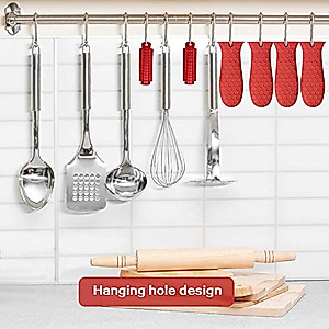 8 Pack Cast Iron Handle Cover, Silicone Hot Handle Holder, Assist Handle Holder, Non-Slip Pot Holder Sleeve, Pot Handle Covers Heat Resistant Potholder Cookware Silicone Cast Iron Handle Cover, Red