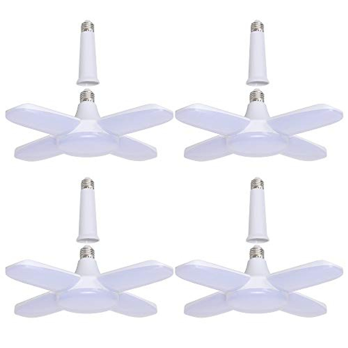 CESAILT LED Garage Lights Bulb 4 Pack, 60W Garage Lights Ceiling, 6000LM Garage Lighting, E26 Daylight Lamps with 4 Deformable Panels for Garage, Workshop, Basement, auto Shops Etc.