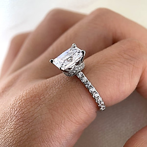 Rinxes Radiant Cut Moissanite Rings 7x9mm 3ct D Color VVS1 925 Sterling Silver Women's Moissanite Engagement Ring Size 5-10 (Moissanite, 10)