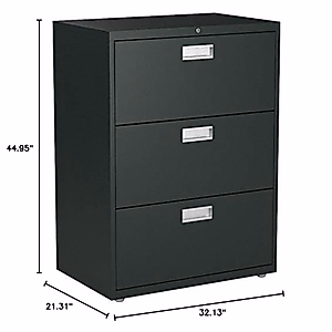 HON Brigade 600 Series Lateral File, 3 Legal/Letter-Size File Drawers, Charcoal, 30" X 18" X 39.13"
