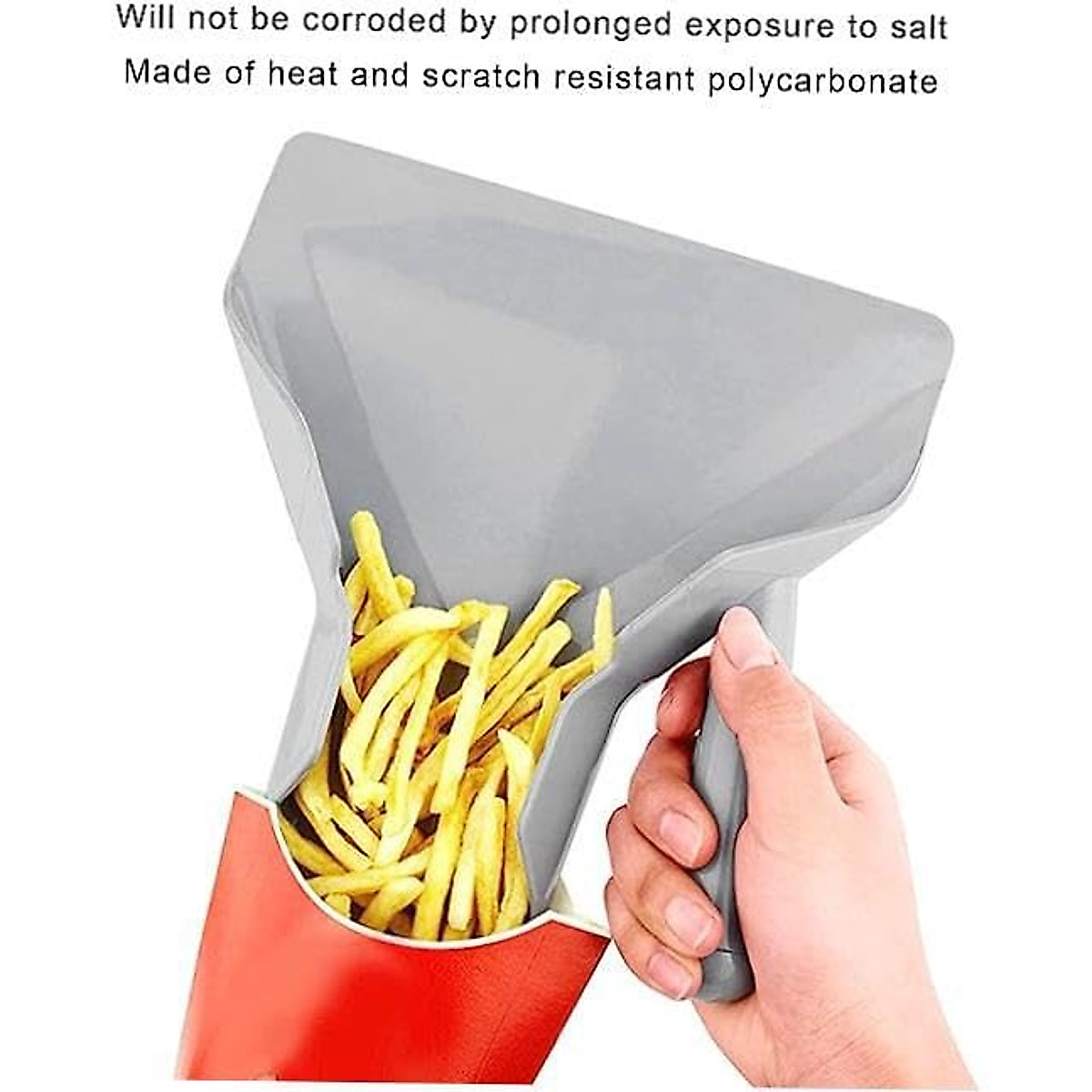 Multipurpose Scooper: Gray French Fry Scoop Chip Popcorn Bagger & Ice Candy Desserts Scoop – Commercial Fry Bagger with Right Handle for Snacks and More