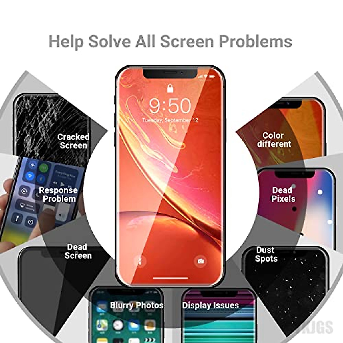 for iPhone X 10 Screen Replacement 5.8" with Ear Speaker and Proximity Sensor, LCD Display Digitizer 3D Touch Full Assembly with Front Earpiece Repair Kit HD Glass, Fix Tools for A1865, A1901, A1902