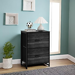 Nicehill Nightstand, Small Dresser, Bedside Furniture, Night Stand End Table with Storage Drawers for Bedroom, Black Wood Grain