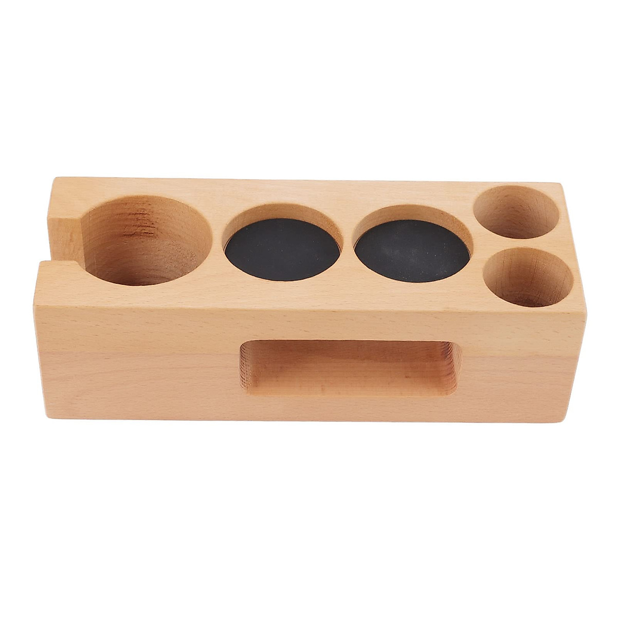 Coffee Tamper Holder, Wooden Non Slip Coffee Tamping Espresso Station for Cafe Home(L)