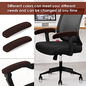 TIESOME Office Chair Arm Armrest Covers, 2Pcs Stretchable Polyester Office Chair Protector Covers Relieves Elbow Discomfort (Length-40cm) (Coffee)