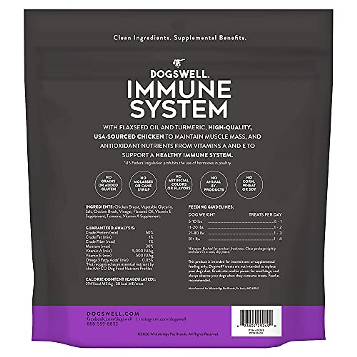 DOGSWELL Immunity & Defense, Flaxseed Oil, Turmeric, Vitamin E & A, Healthy Aging, Chicken Jerky 24 oz (842197)