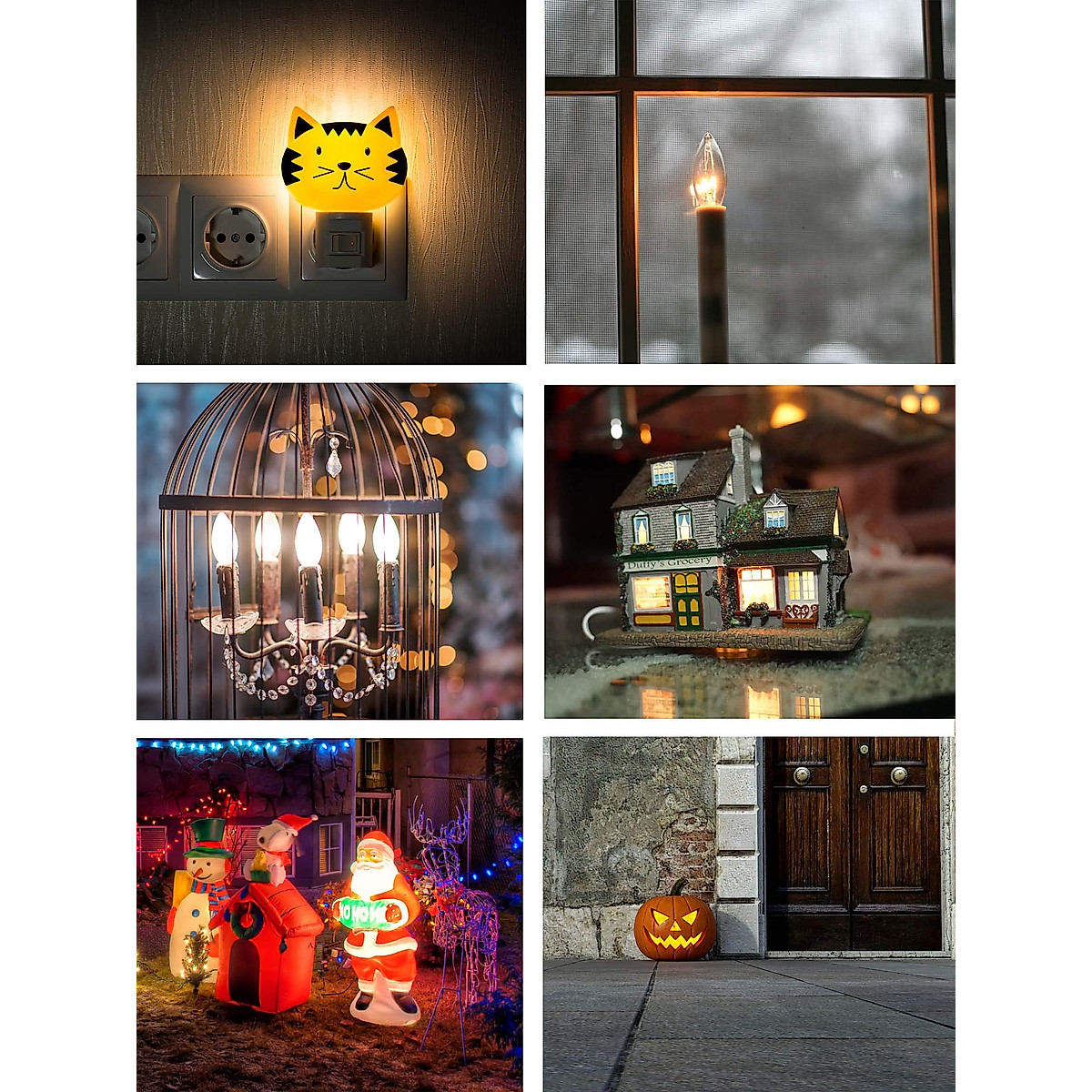 Mandala Crafts 7W 120v Night Light Bulbs Dimmable Himalayan Salt Lamp Bulbs - 12 C7 Bulbs E12 Small Bulbs for Christmas Village Light Bulbs Inflatable Light Bulb Replacement