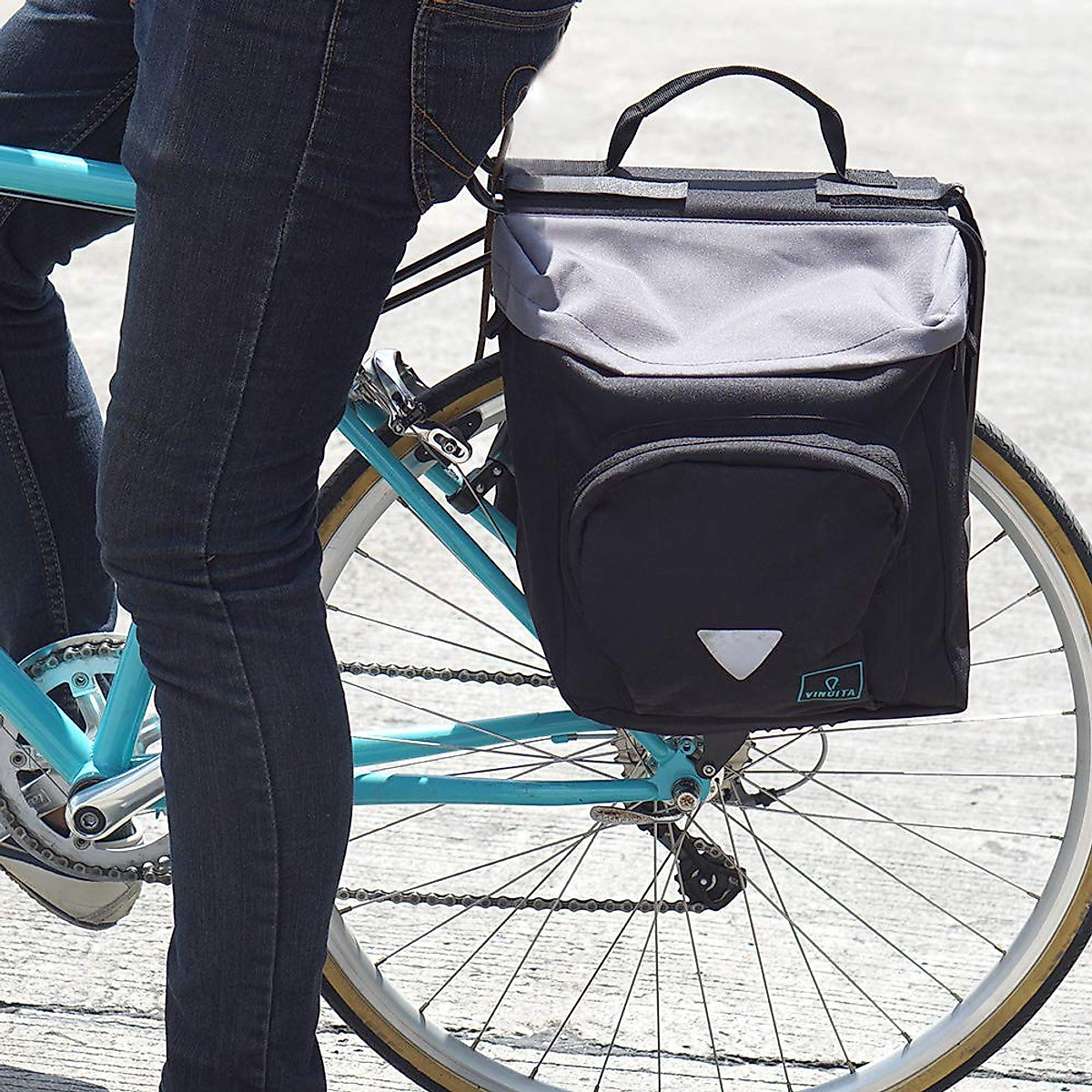 Vincita Double Bike Panniers - 12 L with Rain Cover, Large, Carrying Handle and Reflective Spots - Water Resistance Bicycle Pannier for Bike Rack Carrier