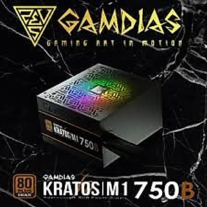 GAMDIAS RGB Gaming PC Power Supply 750W 80 Plus Bronze Certified 750 Watt PSU for Computers with Active PFC, Kratos M1-750B