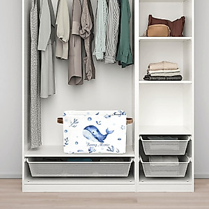 Whale Octopus Fish Personalized Storage Bins Custom Baskets Cubes Organizer With Handle for Home Nursery Supplies Clothes Toy 1 Pack