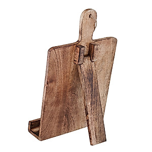 Wooden Cookbook Stand Chopping Board Style Foldable Recipe Book Stand Holder Easel for Kitchen Text Book Ipad Tablet L 9.5 x B 1.5 x H 14 inches (Brown)