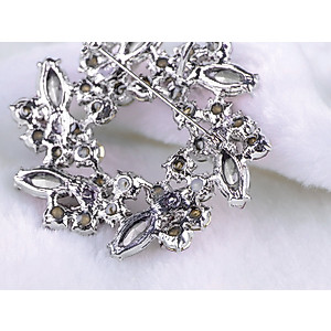 Alilang Womens Diamond Inspired Floral Wreath Holiday Christmas Old Fashion Brooch Pin, Pink