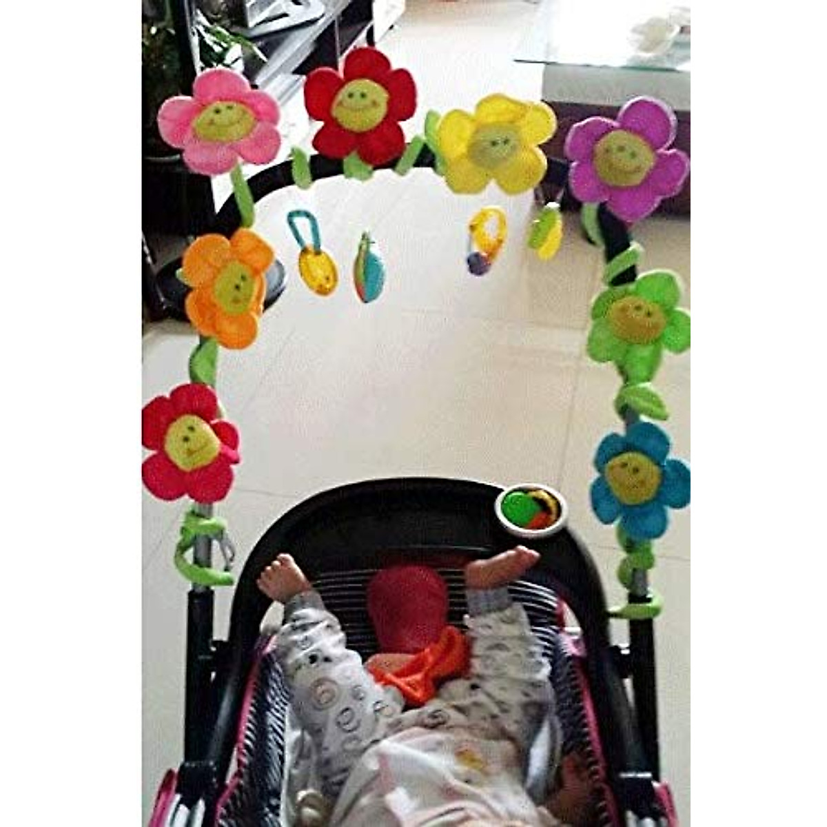 Life on Left 26" Super Cute Sun Flower, Plush Daisy Flowers with Bendable Stems Big Smile Face Flower Creative Stuffed Plush Toy (65cm) (red Sunflower)