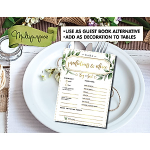 All Ewired Up 50 Baby Shower Predictions and Advice Cards, Greenery Baby Shower Games and Activities (50)