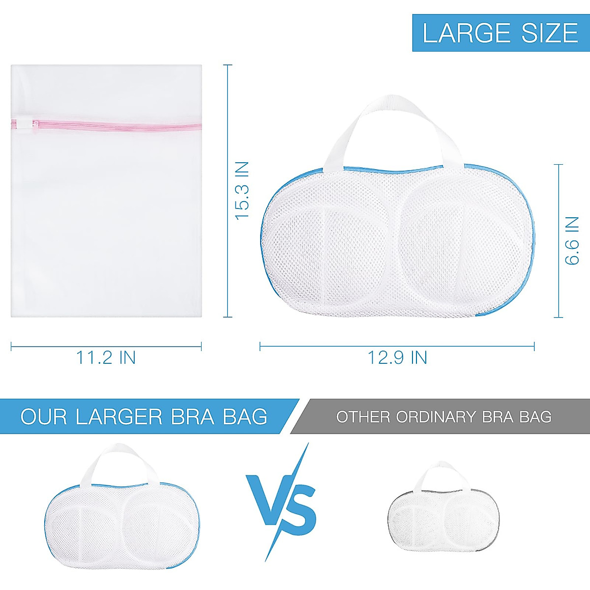 Bra Washing Bags for Laundry, 5 Pcs Bra Laundry Bags for Washing Machine and 5 Pcs Honeycomb Mesh Laundry Bags, Lingerie Bags for Washing Delicates, Bra Washer Protector for Laundry