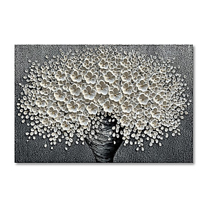 Epicler 30x45 inch hand-painted oil painting, white bouquet oil painting, canvas wall decoration painting.