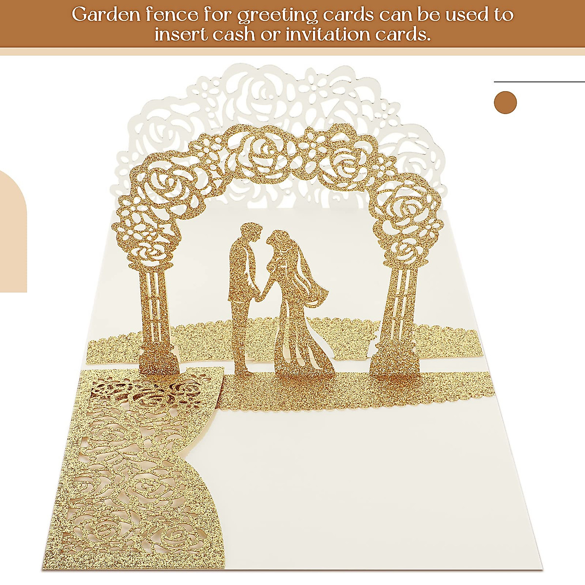 Tallew Wedding Pop up Card Set 3D Greeting Anniversary Card Romantic Wedding Congratulations Card with Envelope for Bride and Groom Valentine's Day Engagement Party Supplies(Arched Door Style)