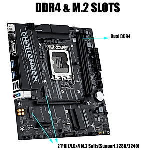 MAXSUN B660 LGA 1700(Intel 12th Gen) mATX Motherboard (PCIe 4.0, DDR4, Dual M.2 Slots, 1Gb LAN, 2X DP, HDMI, VGA, USB 3.2)