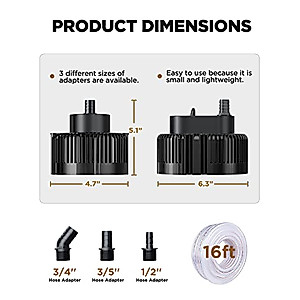 850GPH Ultra-quiet Water Pump, 75W Small Submersible Water Pump, Pool Cover Pump, Sump Pump for Pool Drainage With 16ft Drainage Hose, Upgraded 25ft Thicker Power Cable and 3 Detachable Adapters