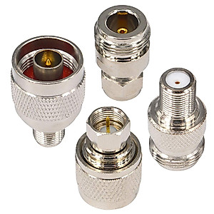 onelinkmore N to F Coax Cable Set N Type to F RF Coax Coaxial Adapter Kits N Male Female to F Male Female TV Coax Adapter Connector Kit Pack of 4